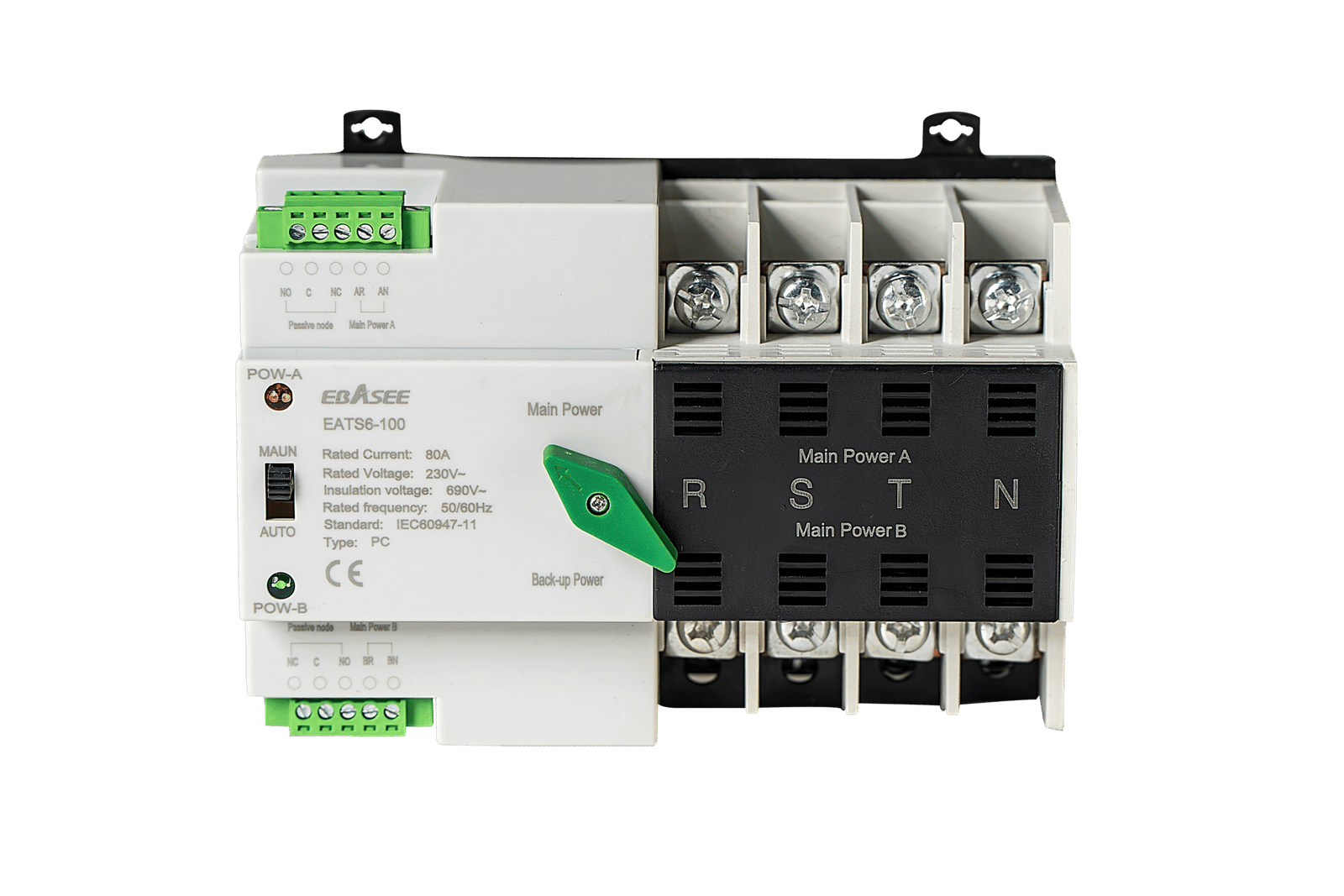 100A 4-Pole Compact Manual Transfer Switch for 3-Phase + Neutral ...